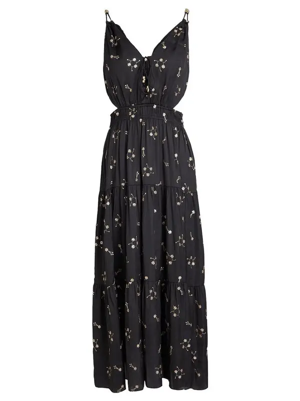 Maje Sequin-embellished Satin Midi Dress - Black