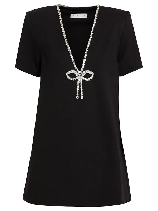 AREA Crystal-embellished Mini Dress - Black