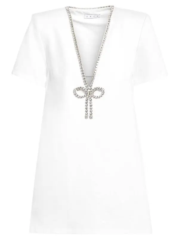 AREA Crystal-embellished Mini Dress - White