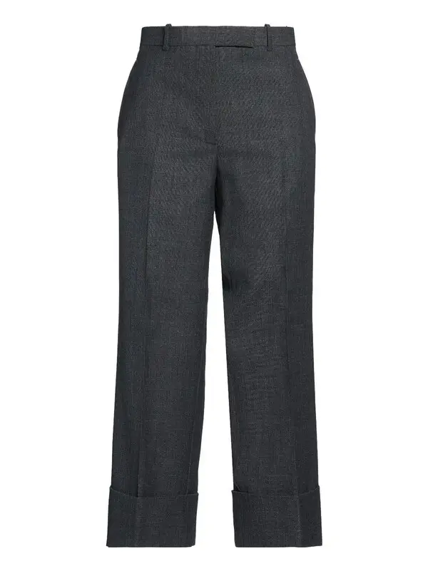 Thom Browne Cropped Wool Straight-leg Pants - Charcoal
