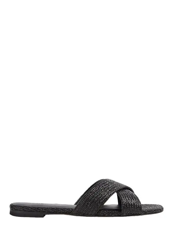 STUART WEITZMAN Roza Faux Raffia Sandals - Black