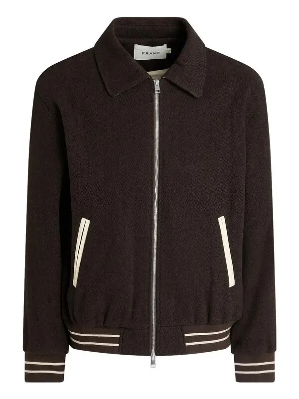 FRAME Varsity Wool-blend Jacket - Dark Brown