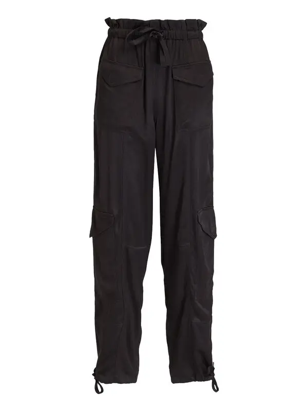 GANNI Cupro And Ecovero™-blend Satin Cargo Pants - Black