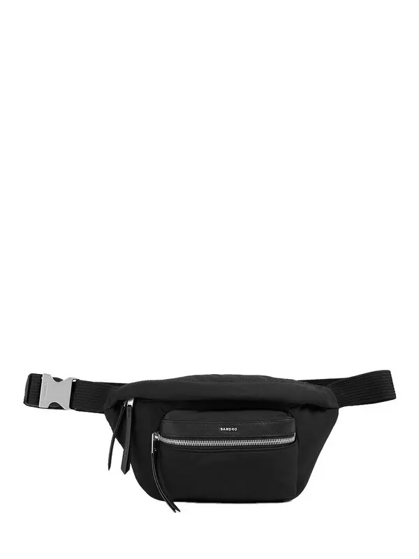 Sandro Leather-trimmed Belt Bag - Black