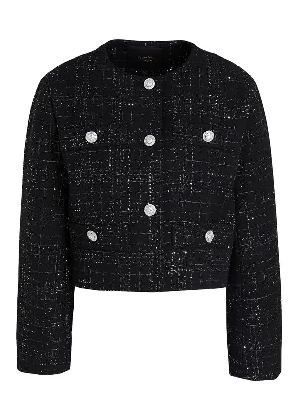 Maje Sequin-embellished Tweed Jacket - Black