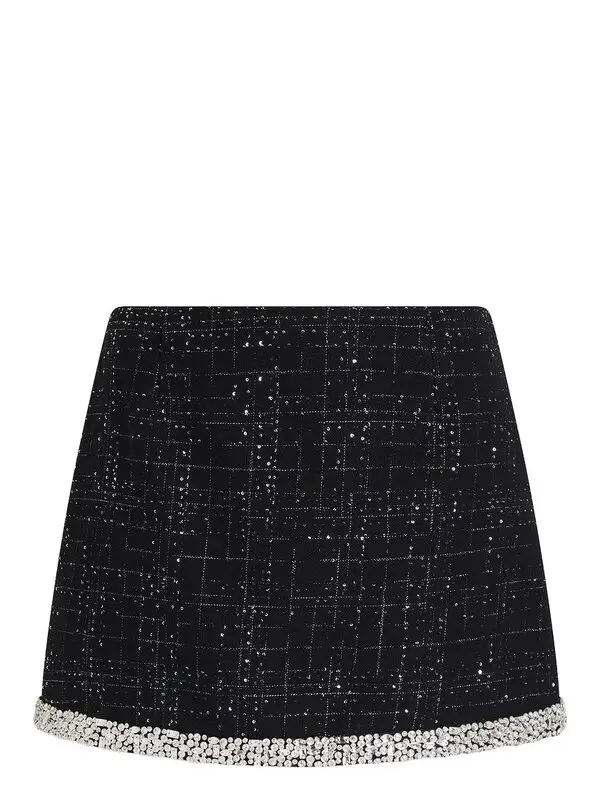 Maje Embellished Tweed Mini Skirt - Black