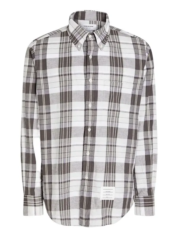 Thom Browne Checked Cotton Shirt - Gray