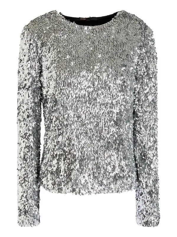 Maje Sequined Tulle Top - Silver