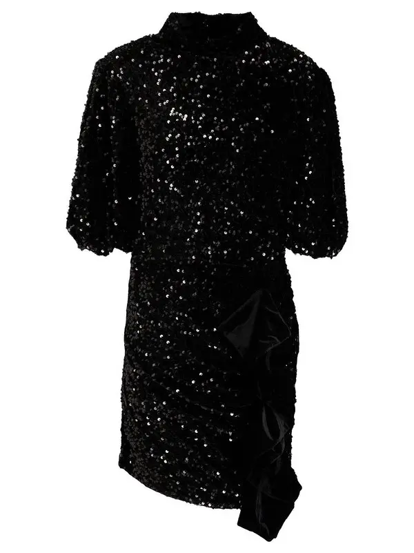Maje Sequined Velvet Mini Dress - Black