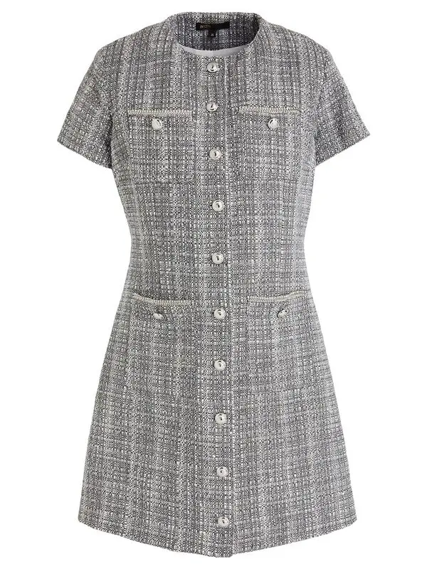 Maje Chain-embellished Tweed Mini Dress - Gray