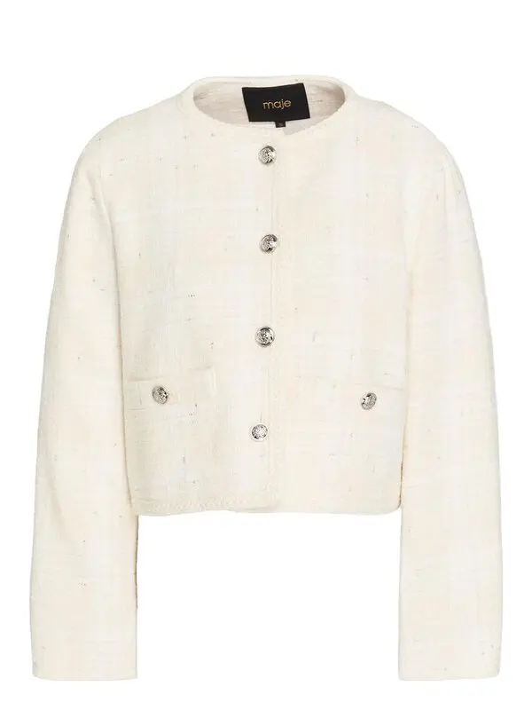 Maje Metallic Tweed Jacket - Ivory