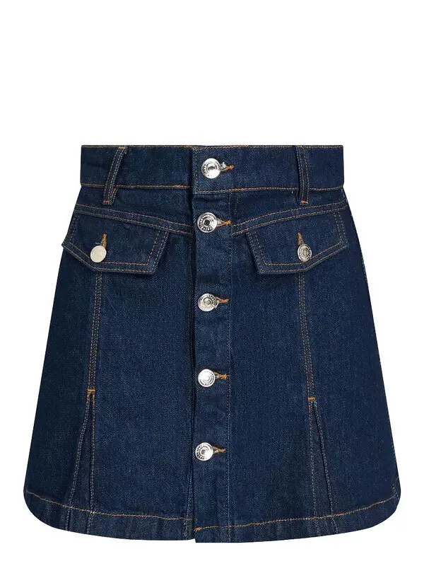 Maje Denim Skirt-style Overlay Shorts - Dark Denim