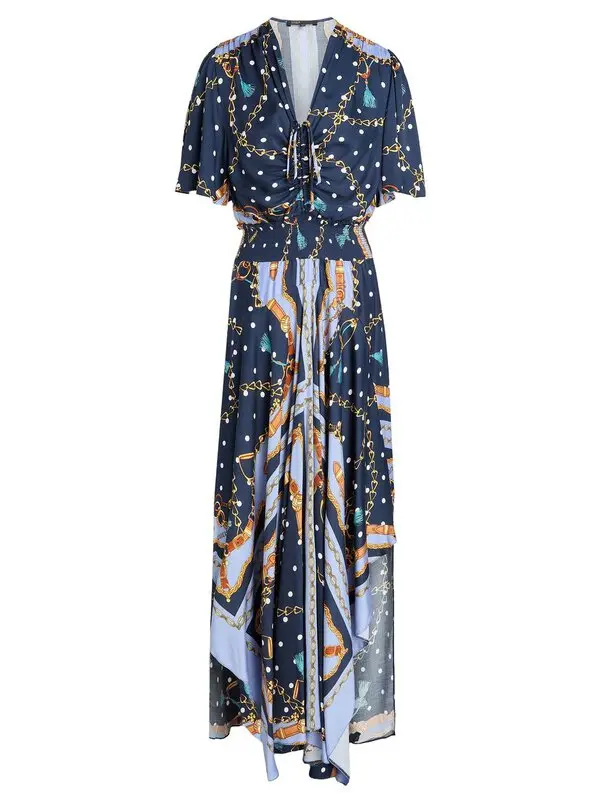 Maje Printed Crepe Maxi Dress - Navy