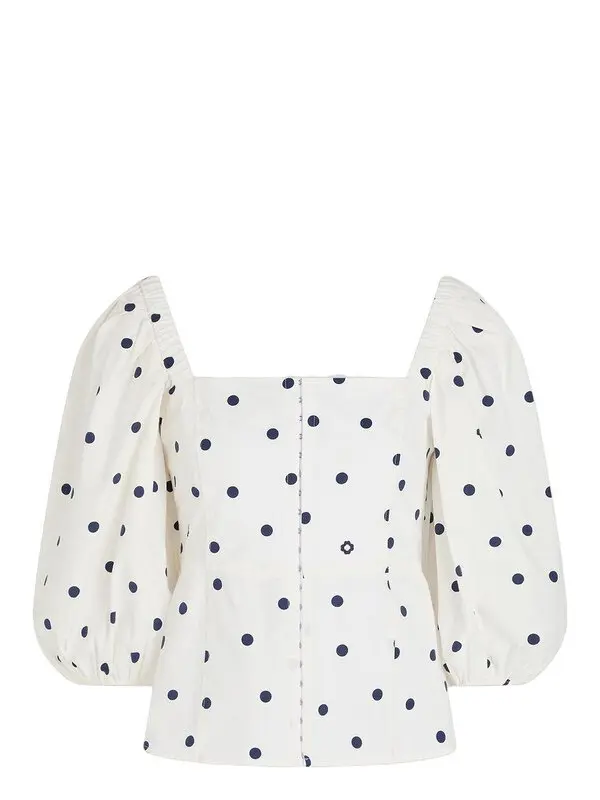 Maje Polkadot Stretch-cotton Poplin Top - Ivory