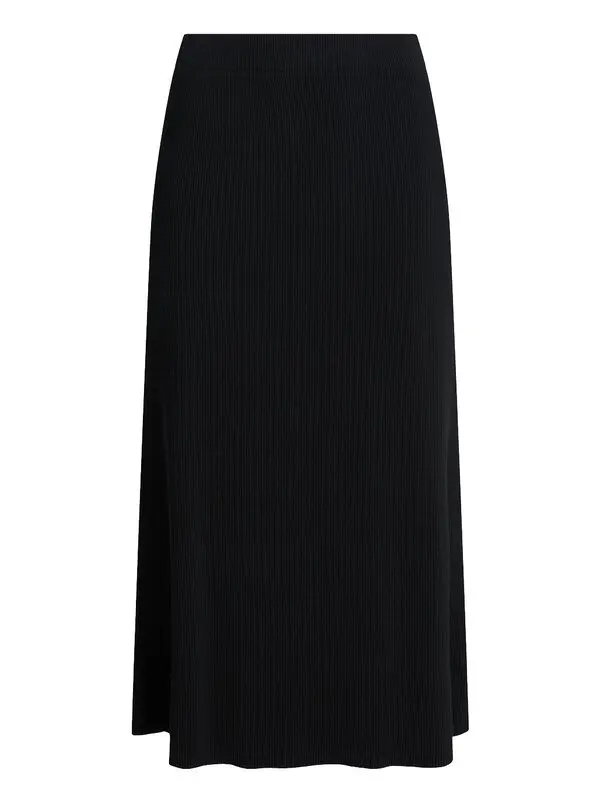 Vince Ribbed Cotton-blend Midi Skirt - Black