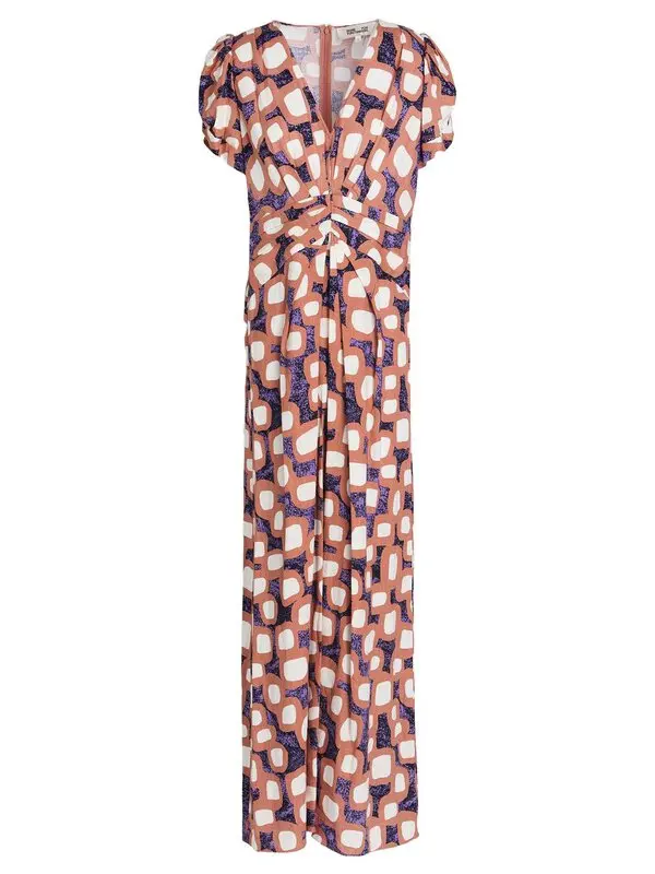 Diane Von Furstenberg Printed Woven Maxi Dress - Peach