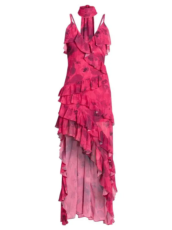 Alice + Olivia Nelia Floral-print Georgette Dress - Fuchsia