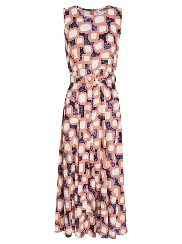 Diane Von Furstenberg Elliot Belted Printed Midi Dress - Peach