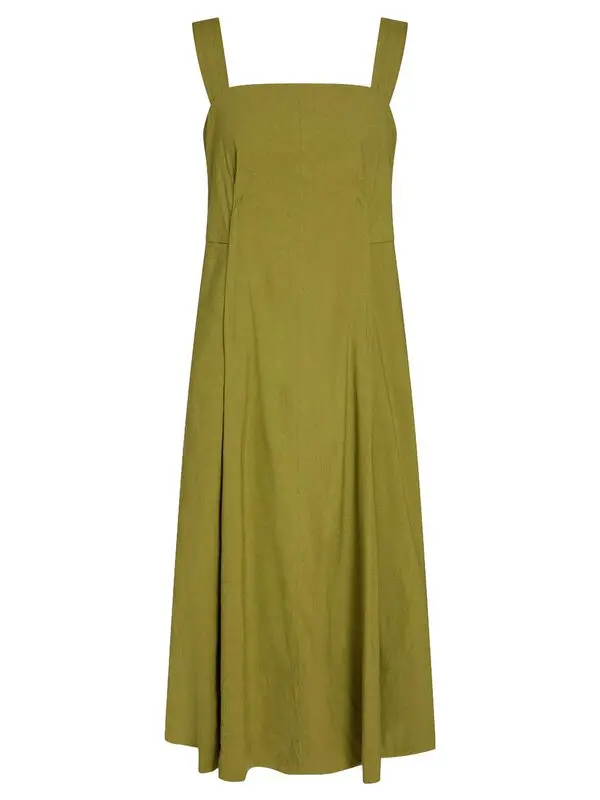 Vince Pleated Linen-blend Midi Dress - Leaf Green