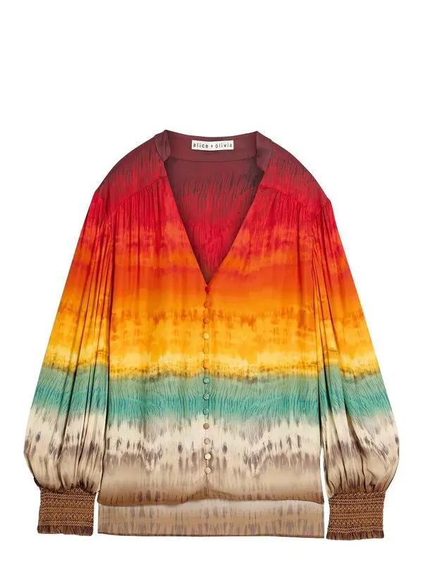 Alice + Olivia Serena Tie-dyed Blouse - Orange