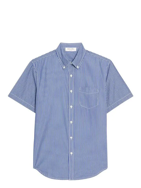 ALEX MILL Mill Striped Cottonpoplin Shirt - Cobalt Blue