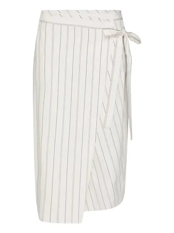 Vince Striped Denim Wrap-effect Midi Skirt - Off-white