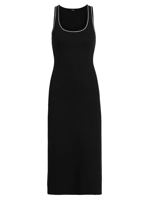Theory Pima Cotton-blend Jersey Midi Dress - Black