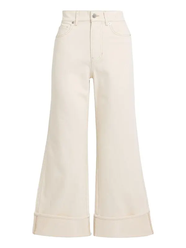 Veronica Beard Taylor Cropped Wide-leg Jeans - Ecru