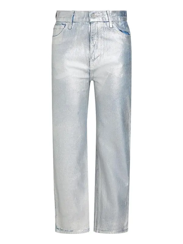 Veronica Beard Daniela Metallic Straight-leg Jeans - Silver