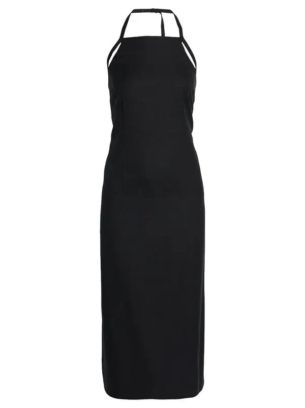 Vince Twill Halterneck Midi Dress - Black