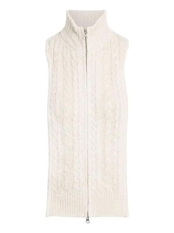 Veronica Beard Zander Cable-knit Linen And Silk-blend Dickey - Ivory