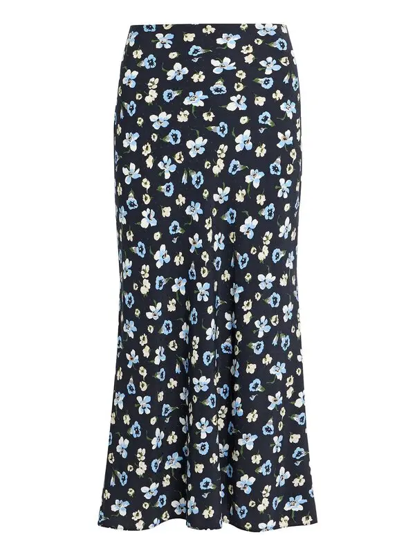 Veronica Beard Clover Floral-print Jacquard Midi Skirt - Navy