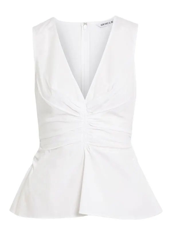 Veronica Beard Aiden Ruched Top - White