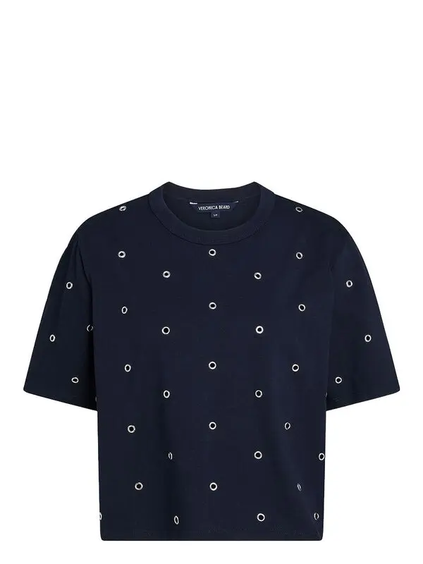 Veronica Beard Sebastian Eyelet-embellished T-shirt - Navy