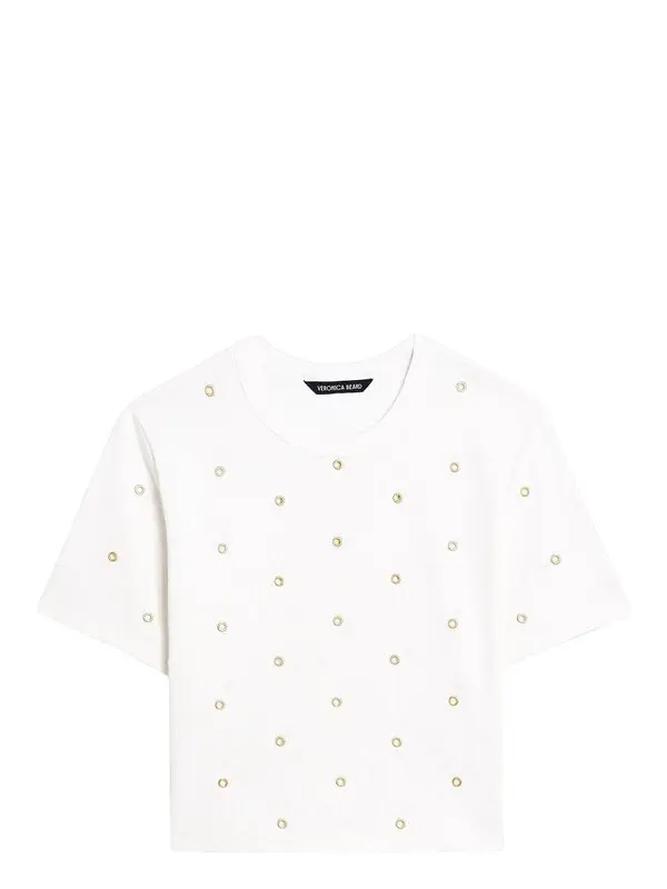 Veronica Beard Sebastian Eyelet-embellished T-shirt - White