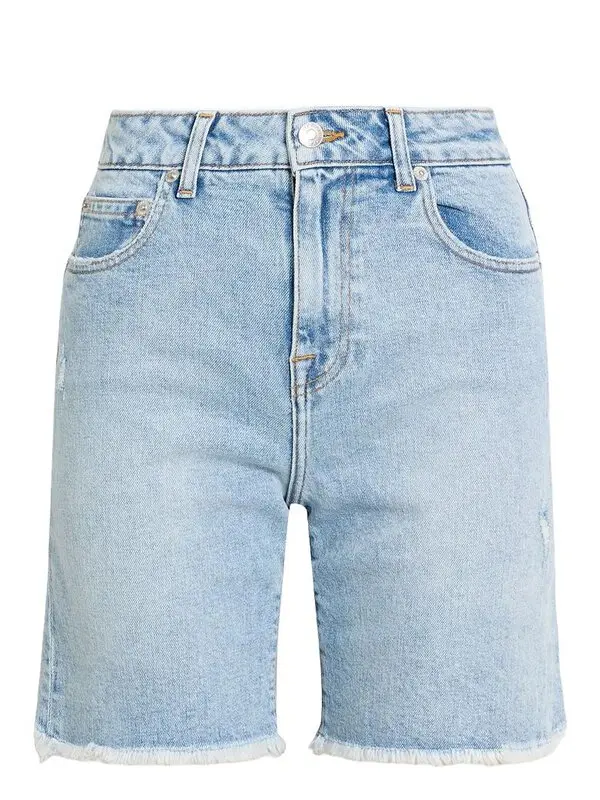 Simkhai Kove Frayed Denim Shorts - Light Denim