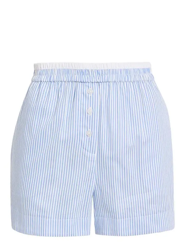 Simkhai Sarah Striped Cotton-poplin Shorts - Light Blue