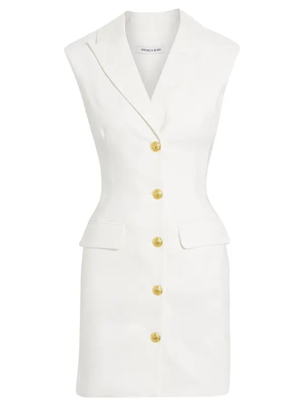 Veronica Beard Fairfax Linen-blend Twill Mini Dress - Off-white