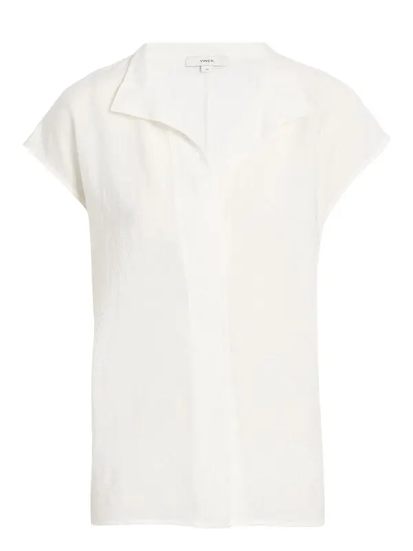 Vince Crinkled Voile Top - White