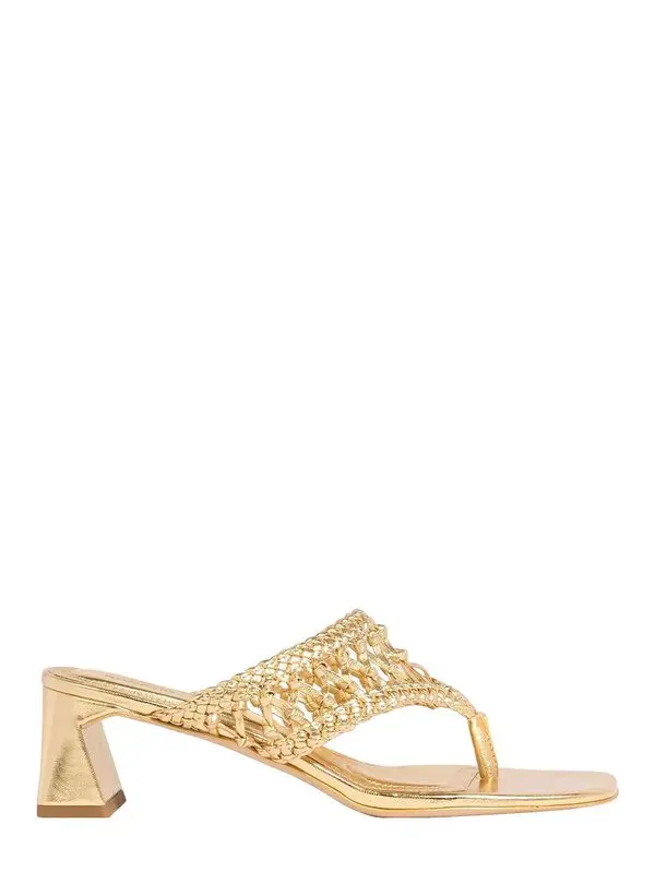 Simkhai Alia Metallic Woven Mules - Gold