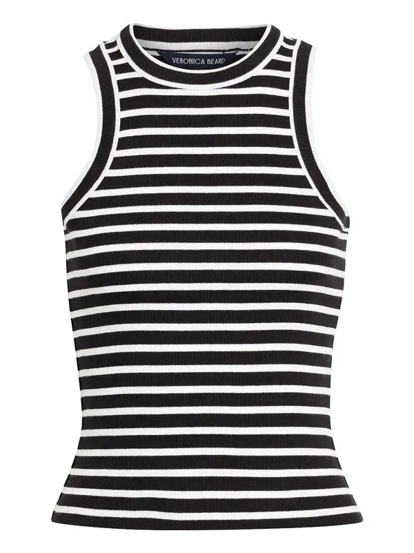 Veronica Beard Jordyn Cropped Striped Tank - Black