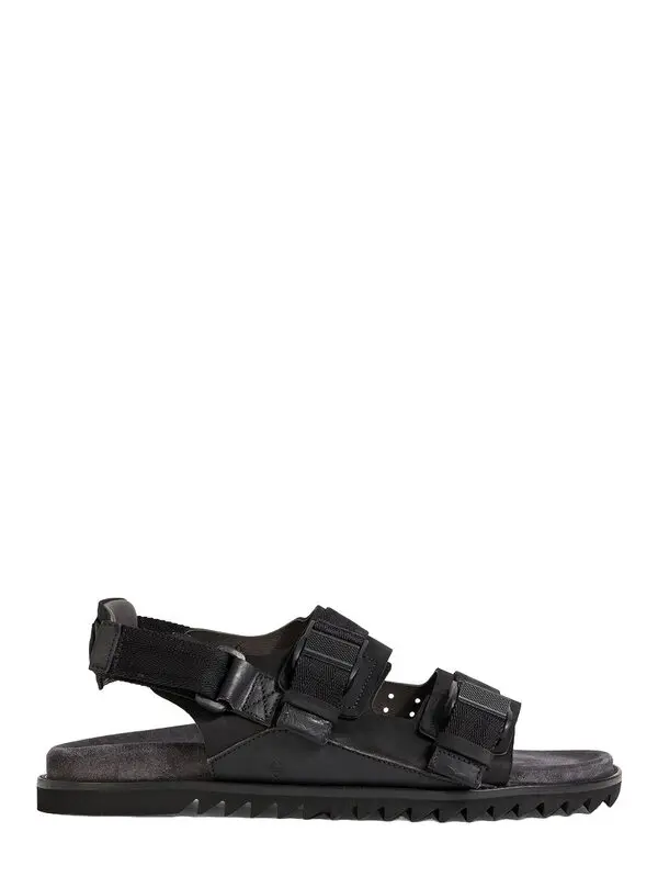 Dunhill Radial Webbing And Leather Sandals - Black