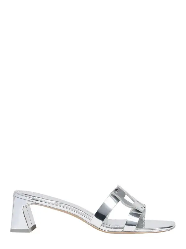 Simkhai Monogram Appliquéd Mirrored-leather Mules - Silver