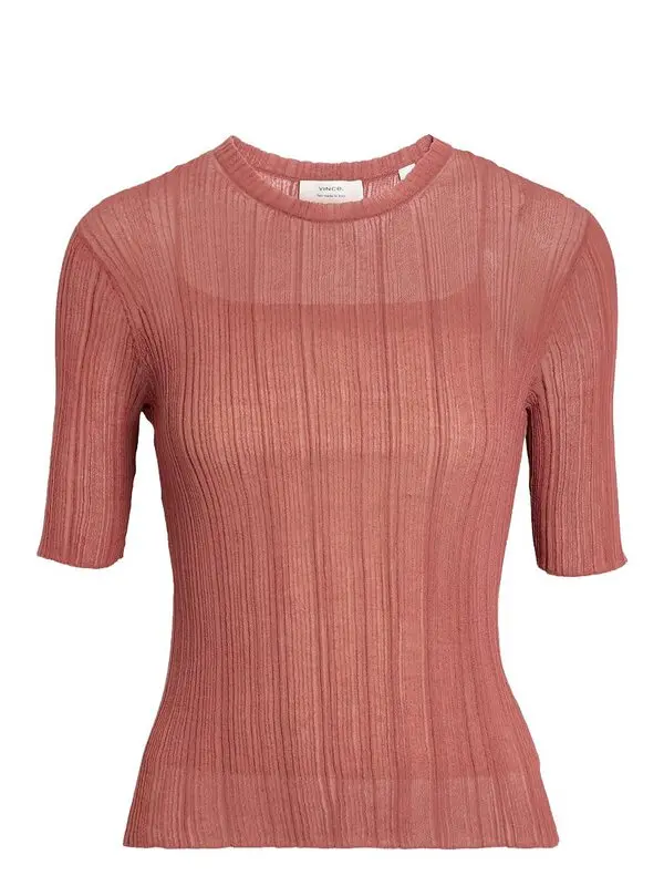 Vince Ribbed Cotton-blend Top - Brick