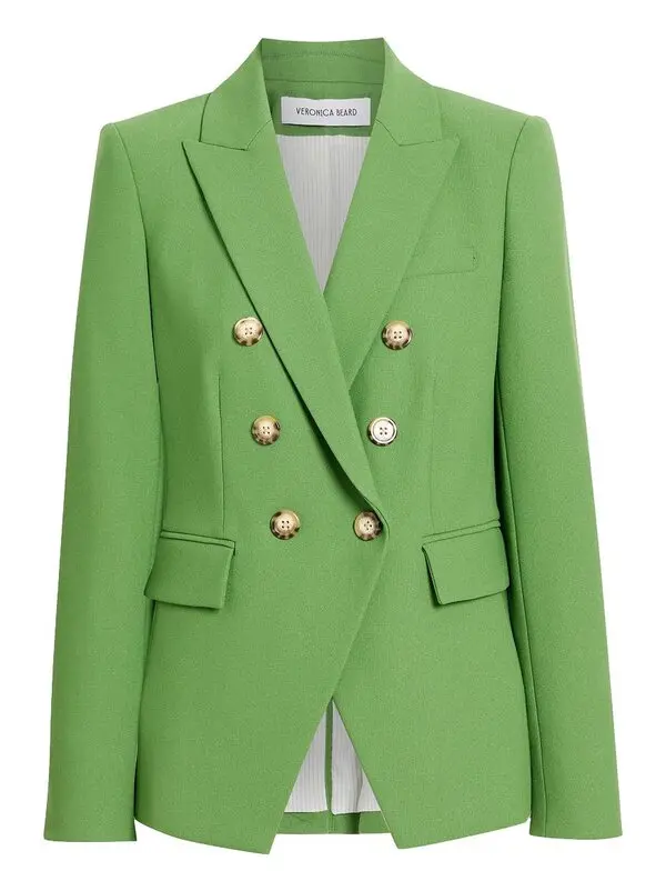 Veronica Beard Miller Dickey Double-breasted Crepe Blazer - Leaf Green