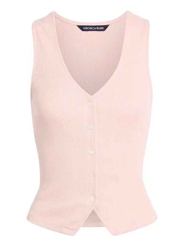 Veronica Beard Hoorne Ribbed Pima Cotton-blend Top - Pastel Pink