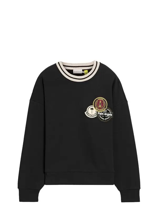 PALM ANGELS X MONCLER Appliquéd Cotton-jersey Sweatshirt - Black