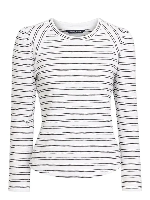 Veronica Beard Mason Striped Pima Cotton-jersey Top - White