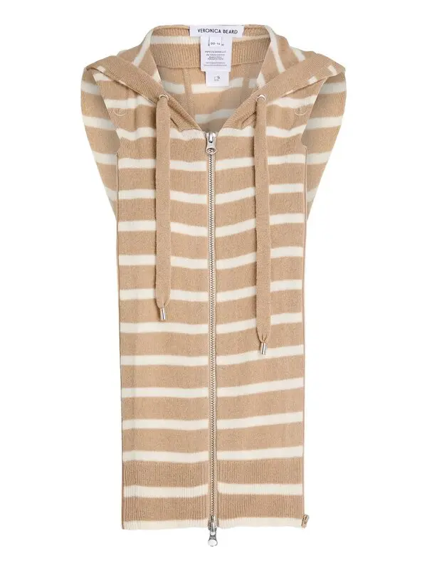 Veronica Beard Striped Wool And Cashmere-blend Hooded Dickey - Sand
