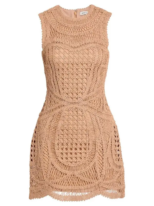 Simkhai Coen Raffiablend Macramé Mini Dress - Sand